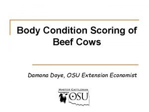Body Condition Scoring Beef Cows Body condition score