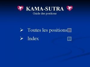 KAMASUTRA Guide des positions Toutes les positions Index