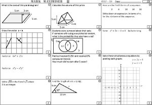 MARK MAXIMISER Work out 5 2 4 5