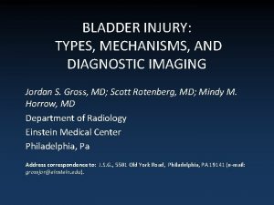 BLADDER INJURY TYPES MECHANISMS AND DIAGNOSTIC IMAGING Jordan