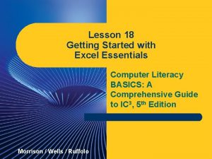 Lesson 17 Getting Started with Excel Essentials Computer